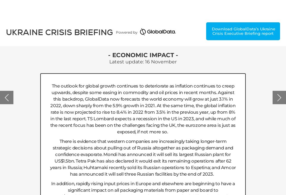 Ukraine crisis executive briefing by GlobalData - Inside Packaging ...