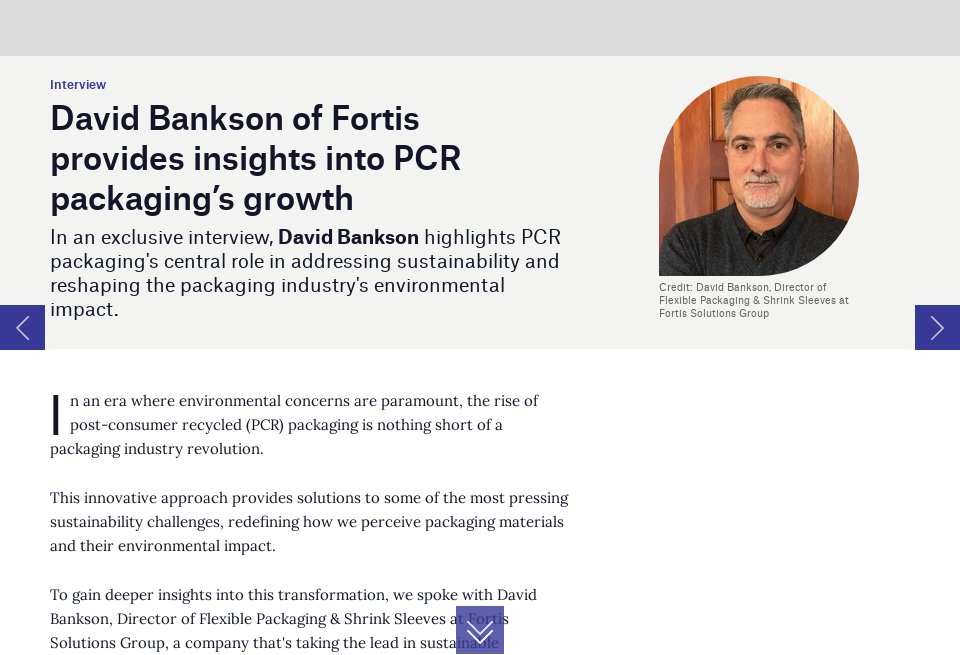 David Bankson of Fortis provides insights into PCR packaging’s growth ...
