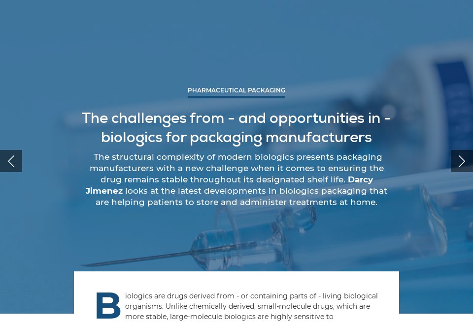 The biologics opportunity for packaging manufacturers - Inside ...