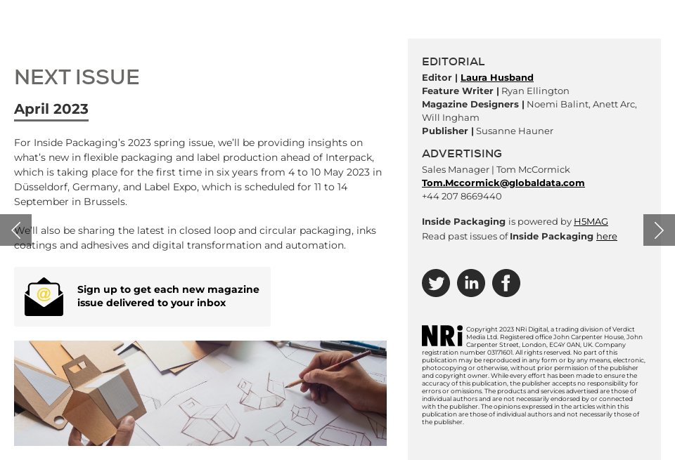 Next issue - Inside Packaging | Issue 67 | March 2023