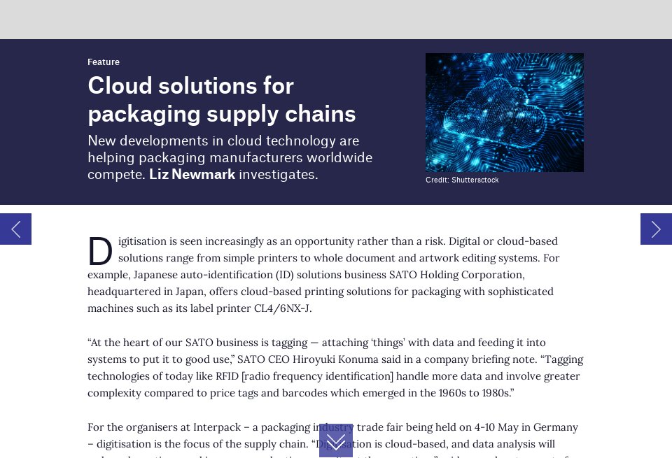 Cloud solutions for packaging supply chains - Inside Packaging | Issue ...
