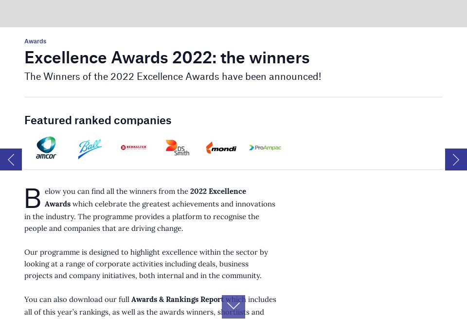 Excellence Awards 2022 – Winners Announced! - Inside Packaging | Issue 68 | May 2023