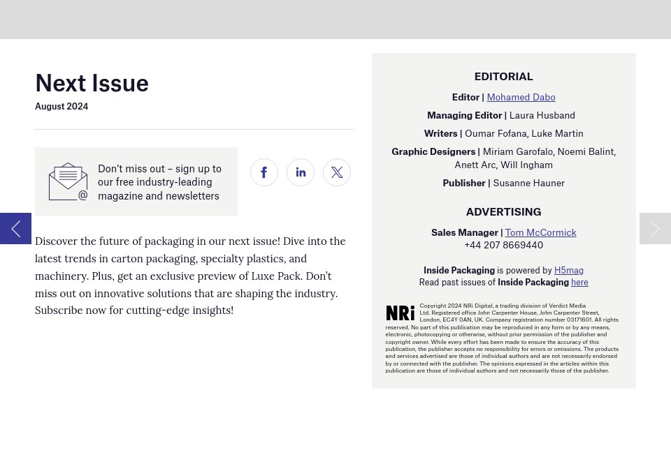 Next Issue Inside Packaging Issue 74 May 2024