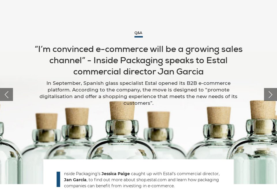 Interview with Estal commercial director Jan Garcia - Inside Packaging ...