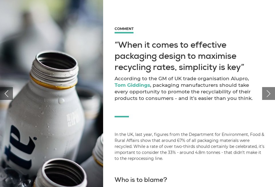 “When it comes to effective packaging design to maximise recycling ...