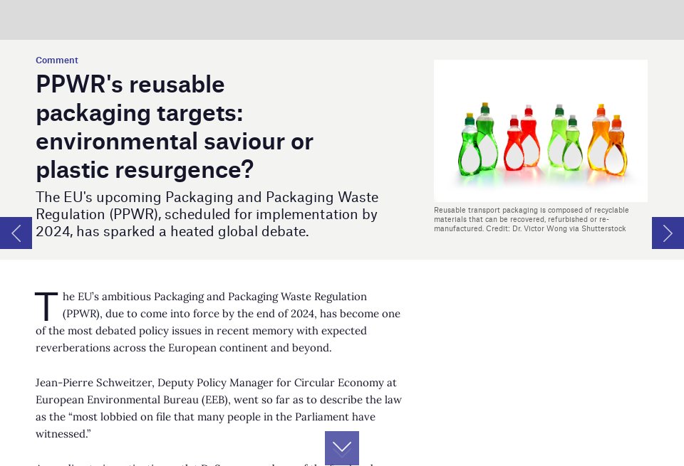 PPWR's reusable packaging targets: environmental saviour or plastic ...