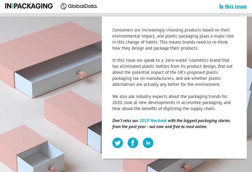 In this issue - Inside Packaging | Issue 50 | January 2020