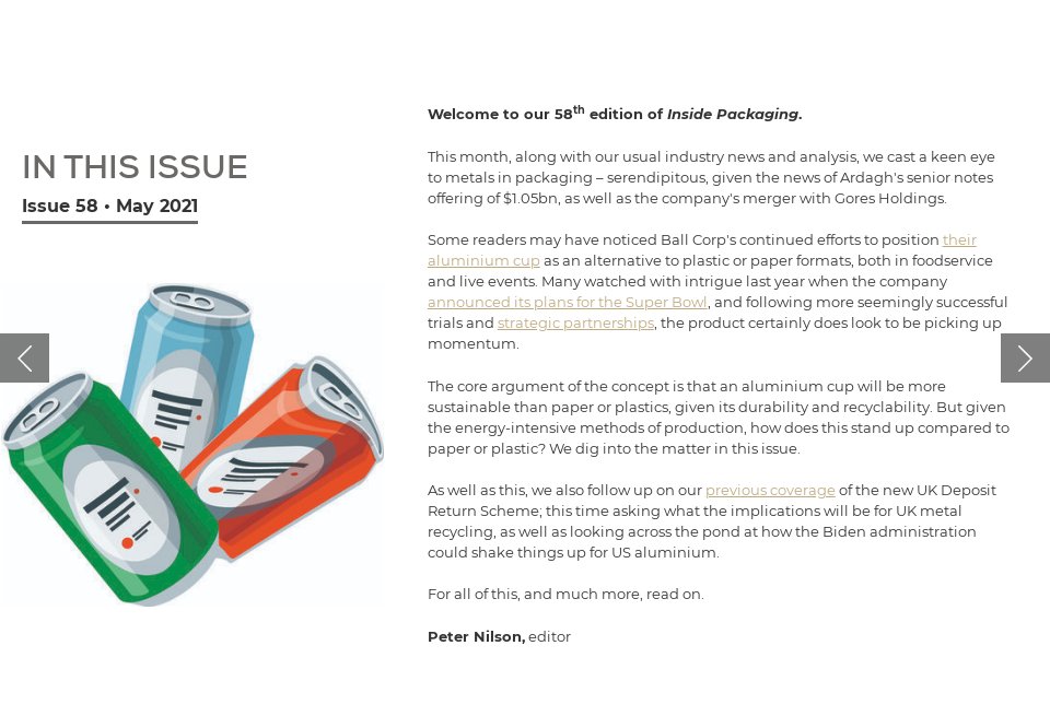 In this issue - Inside Packaging | Issue 58 | May 2021