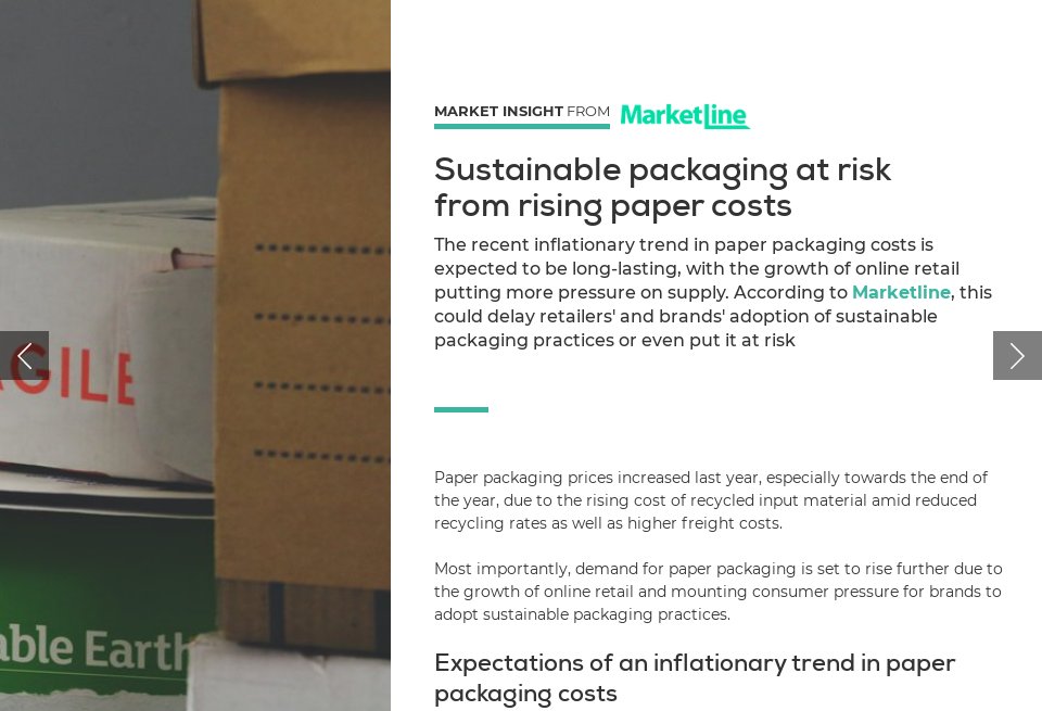 Sustainable packaging at risk from rising paper costs - Inside ...