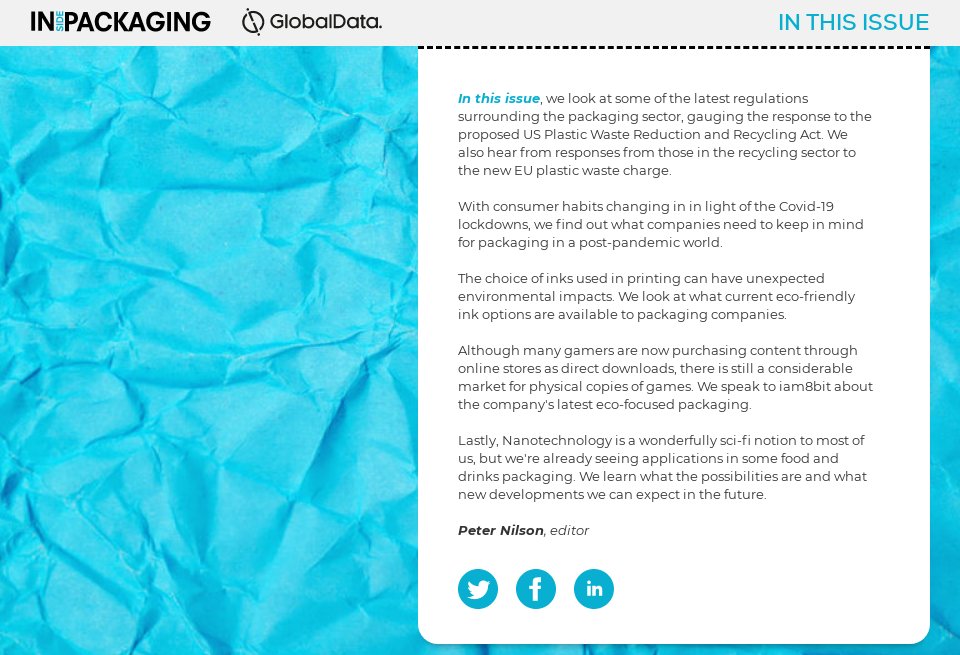 In this issue - Inside Packaging | Issue 54 | September 2020