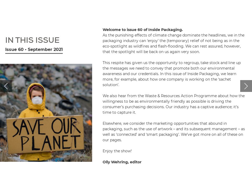 In this issue - Inside Packaging | Issue 60 | September 2021