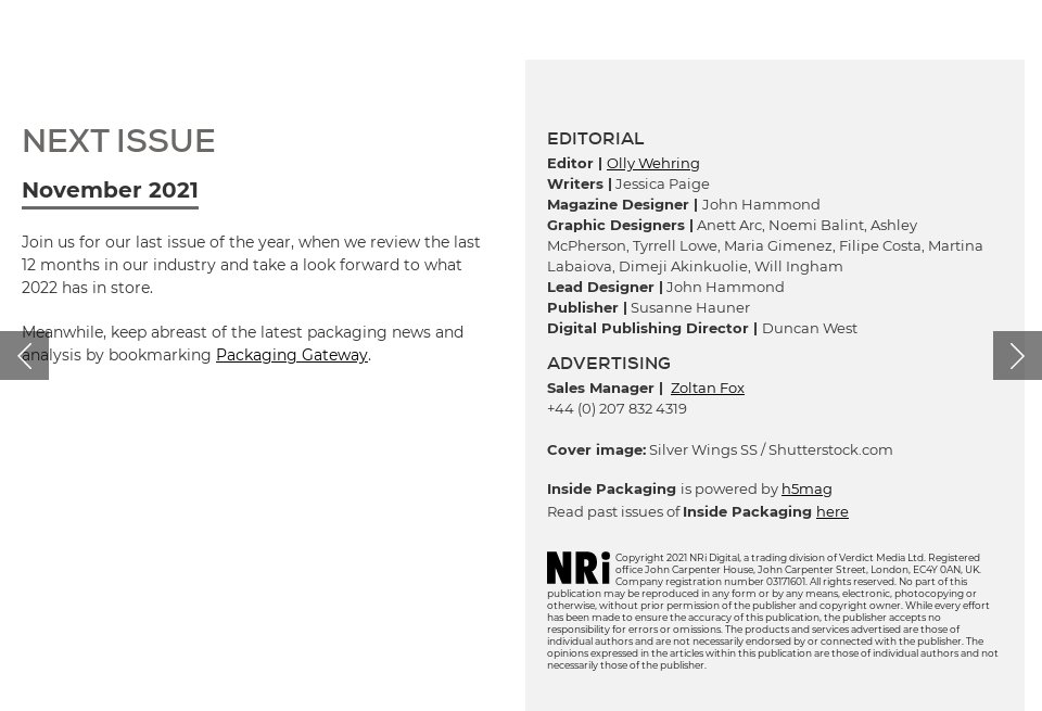 Next issue - Inside Packaging | Issue 60 | September 2021